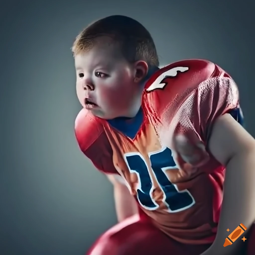 Dramatic portrait of a football player with down syndrome on Craiyon