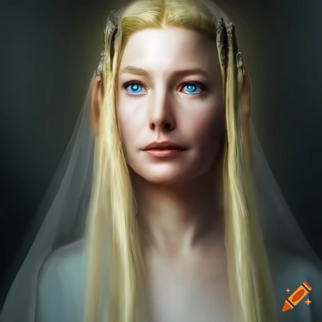 Photorealistic portrait of Galadriel from Lord of the Rings on Craiyon