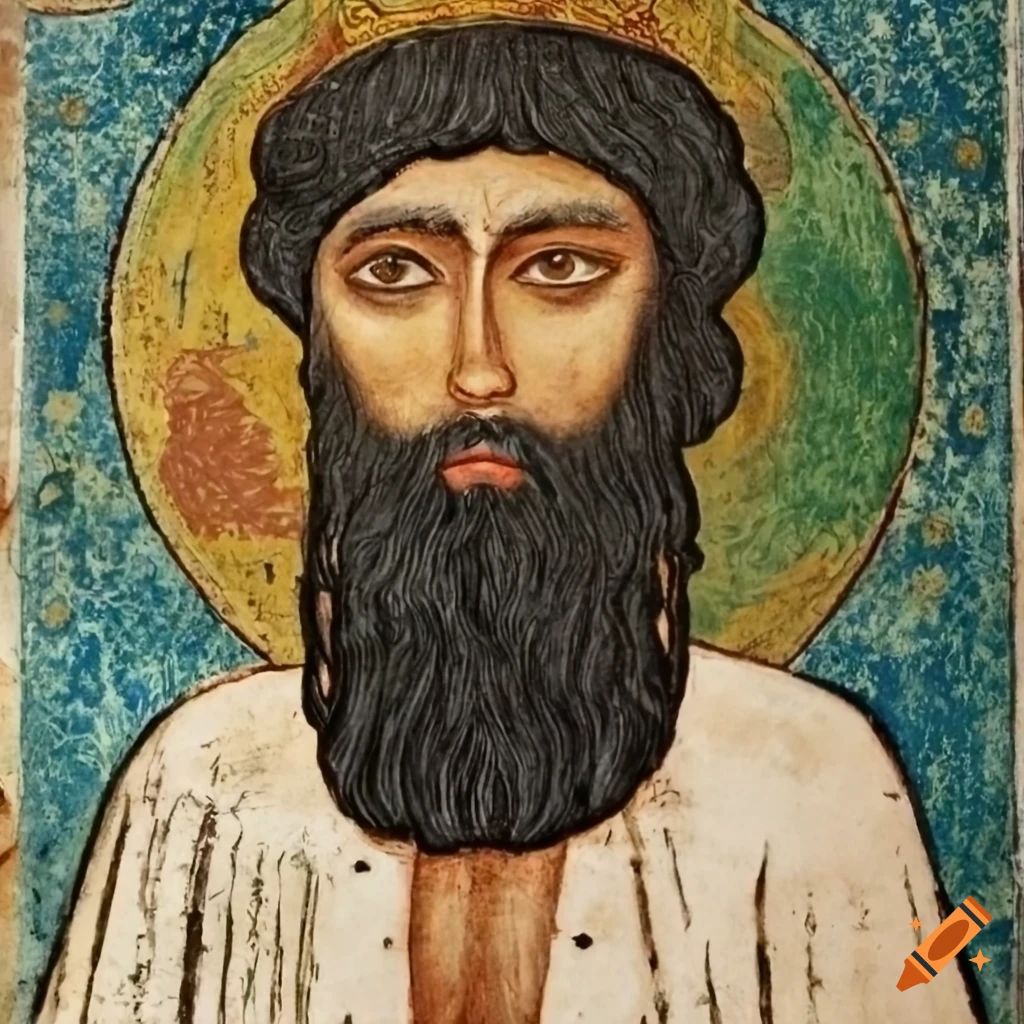 Portrait of Prophet Mani in ancient fresco on Craiyon