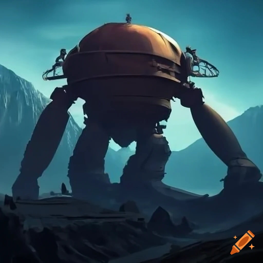 Image of a giant robot-filled valley on Craiyon