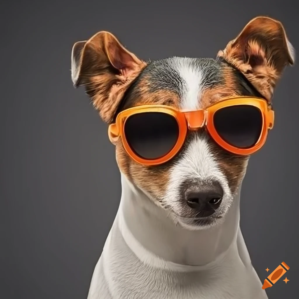 Hyper realistic portrait of a jack russell terrier with sunglasses on ...
