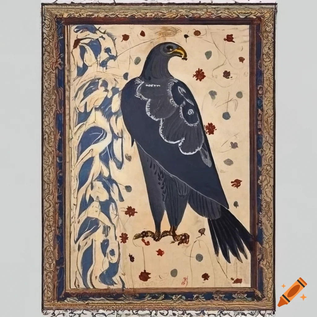 Illustration of an eagle in light and dark beige tones on Craiyon