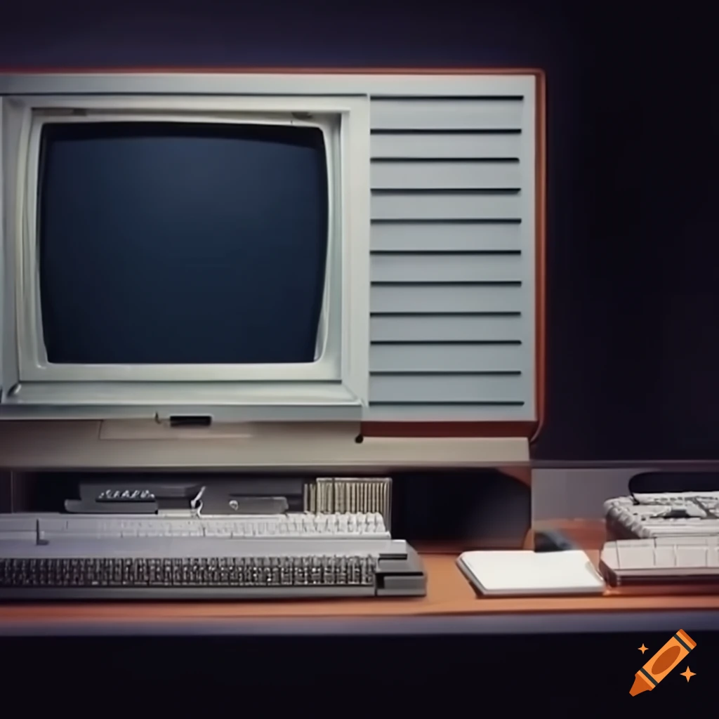 Detailed shot of an old programmer at a vintage computer on Craiyon