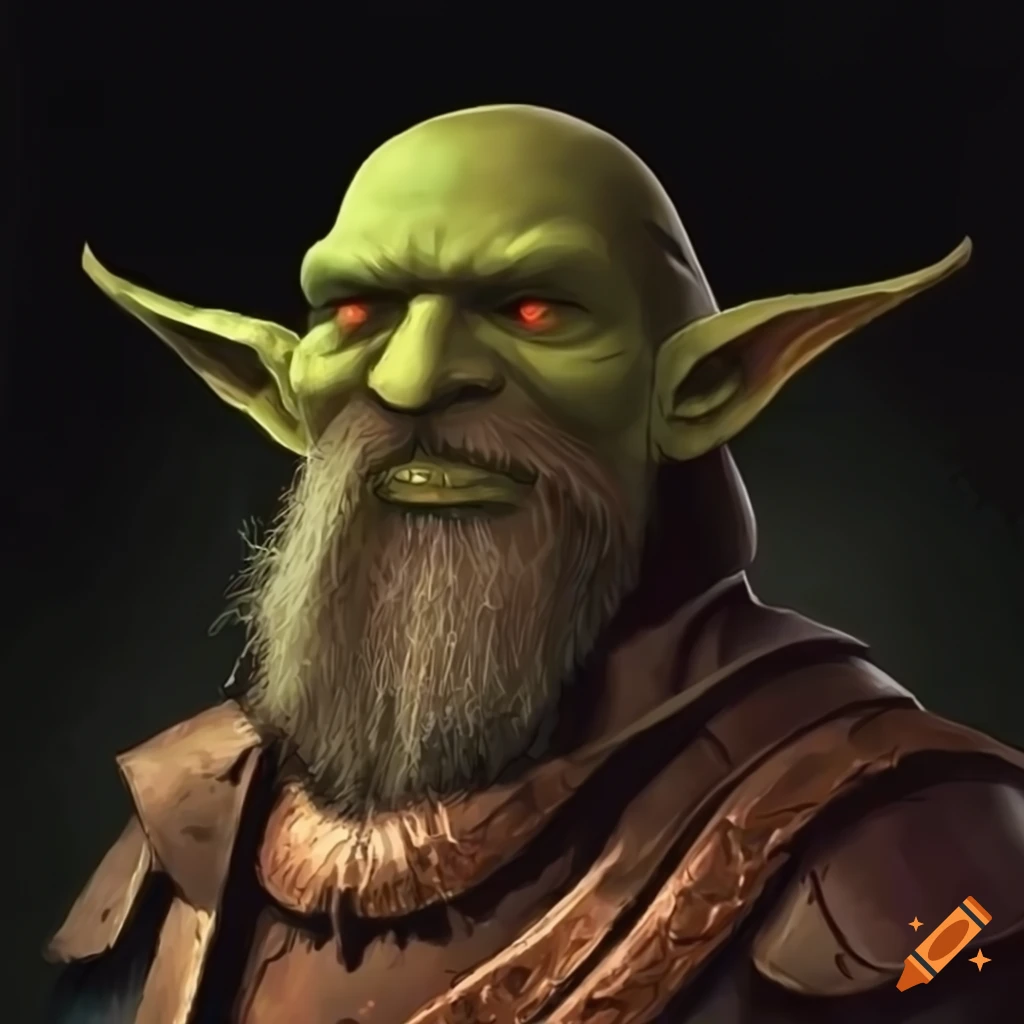 Illustration of a goblin with a black beard on Craiyon