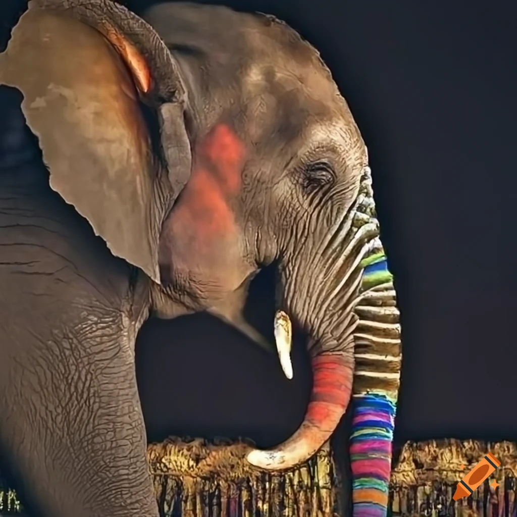 A colorful elephant under the moonlight on Craiyon
