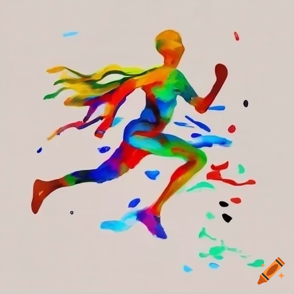 Sketch of a runner sprinting toward a dream-like horizon on Craiyon