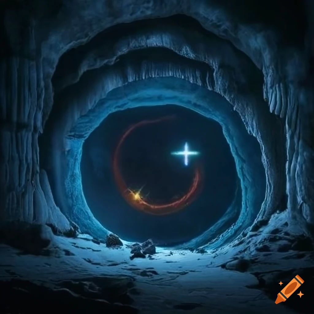 Image of a star map projected in an underground cavern on Craiyon