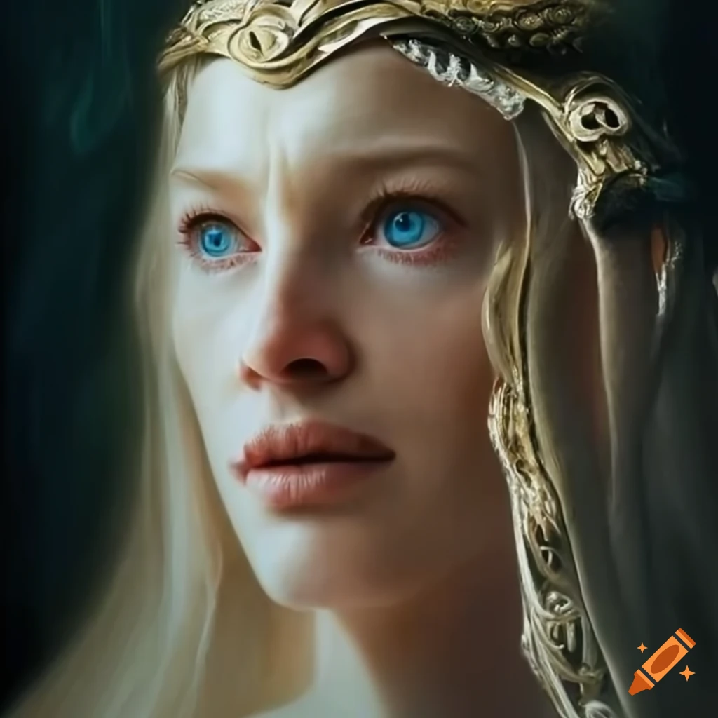 Photorealistic portrait of galadriel with magic ring on Craiyon