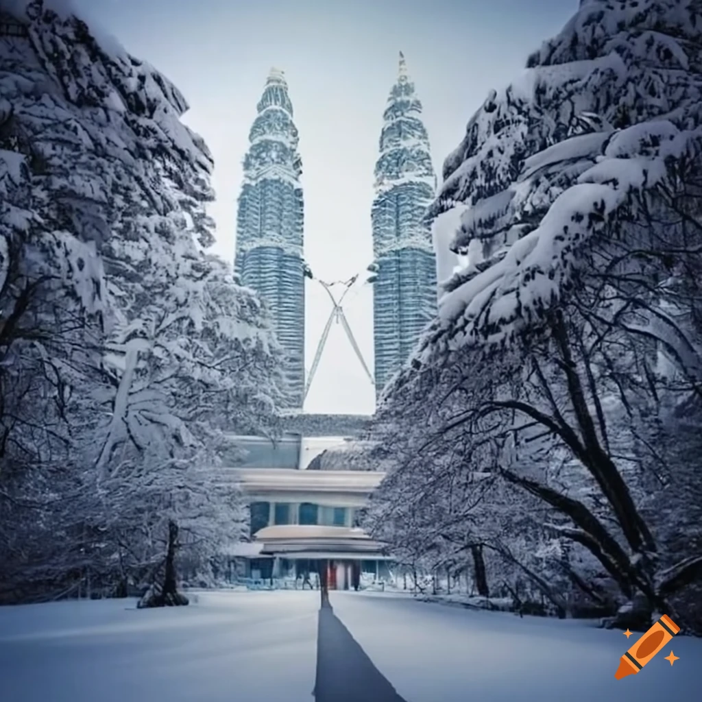 KLCC in a snowy forest on Craiyon