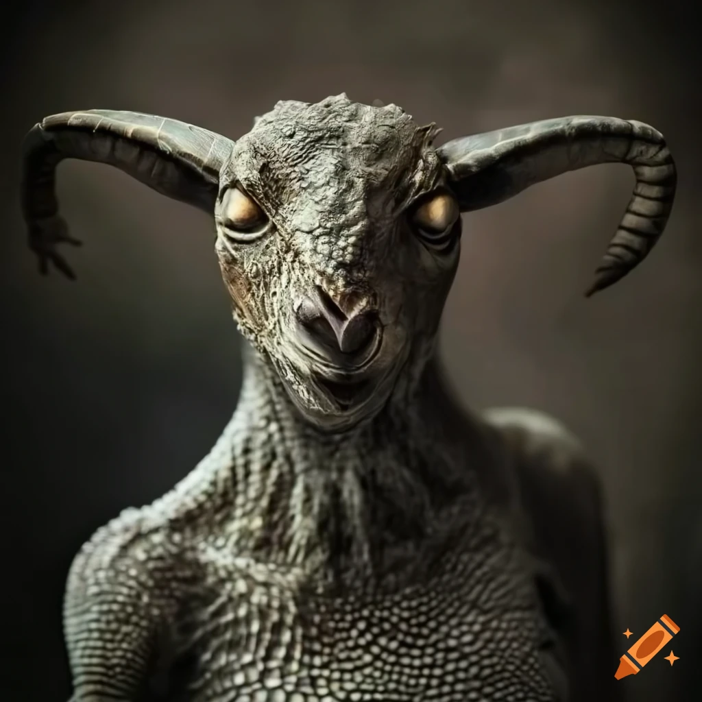 Mythical creature with goat body and lizard head on Craiyon