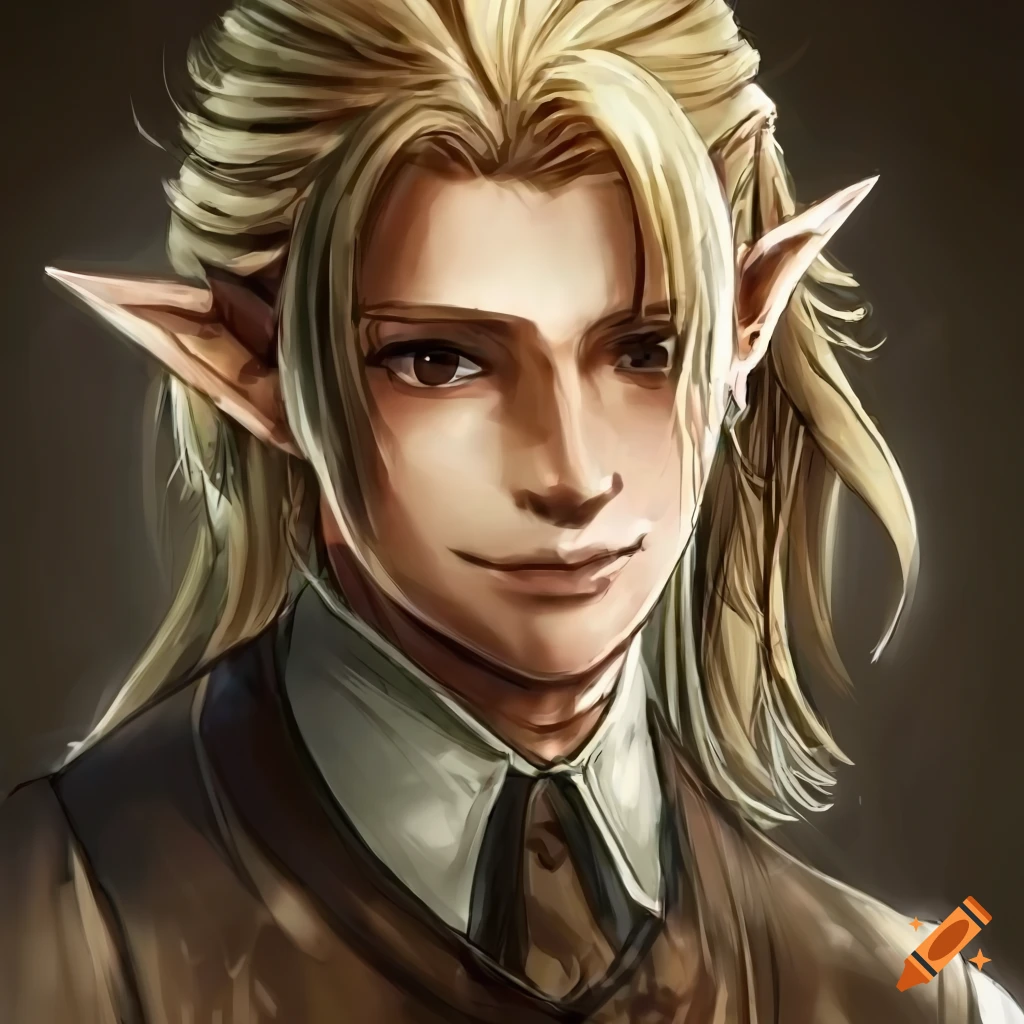 Illustration of a male high elf teacher of magic on Craiyon