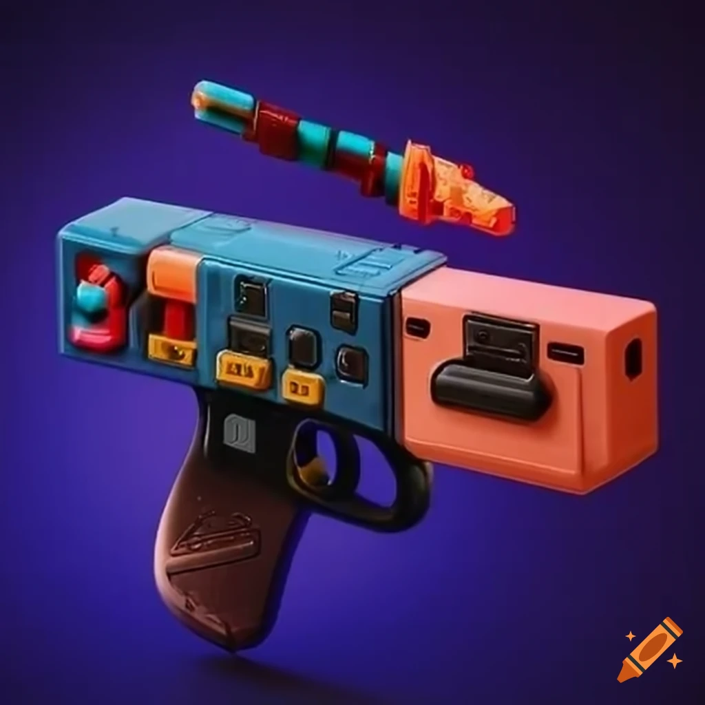 Retro game consoles combined with toy guns on Craiyon