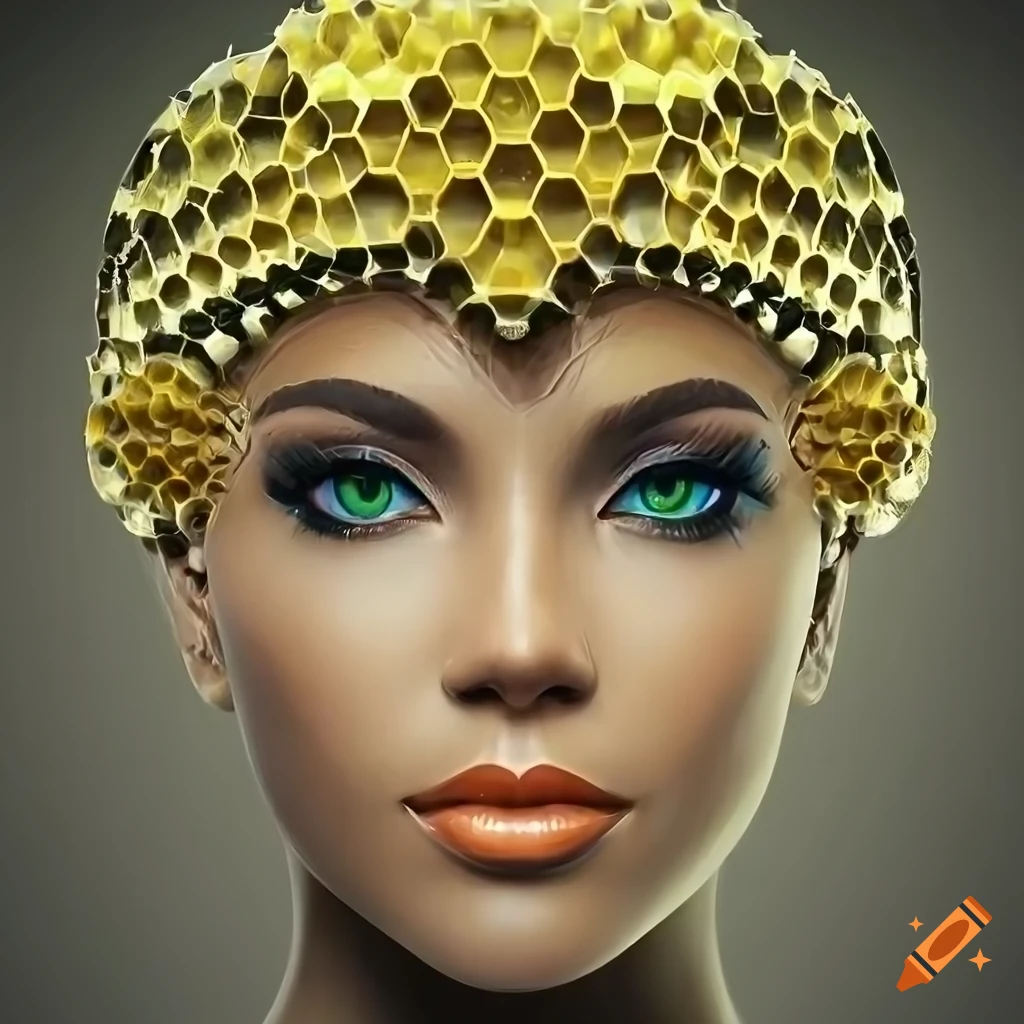 Illustration of a honeycomb woman by greg rutkowski on Craiyon