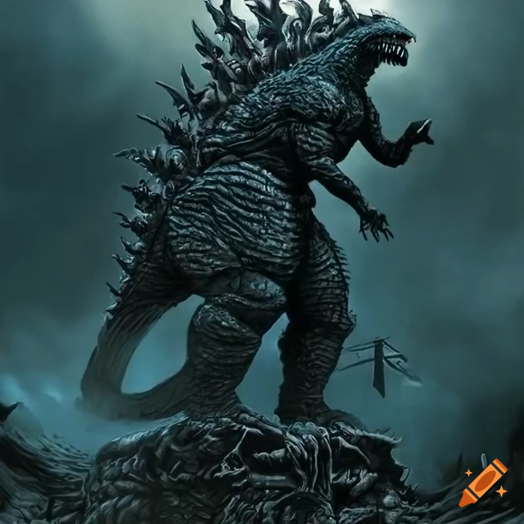 H.R. Giger's depiction of Godzilla on Craiyon