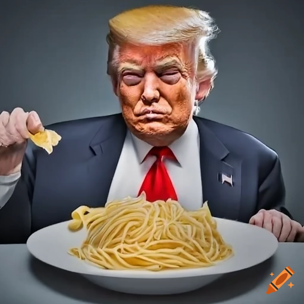 Donald Trump enjoying a plate of pasta on Craiyon