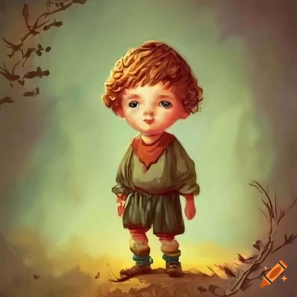 Illustration of a young boy in peasant clothing on Craiyon