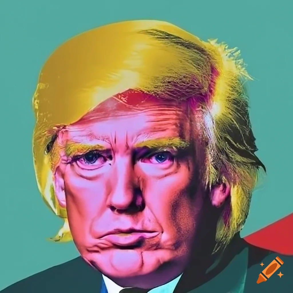 Pop art image of Donald Trump in the style of Andy Warhol on Craiyon