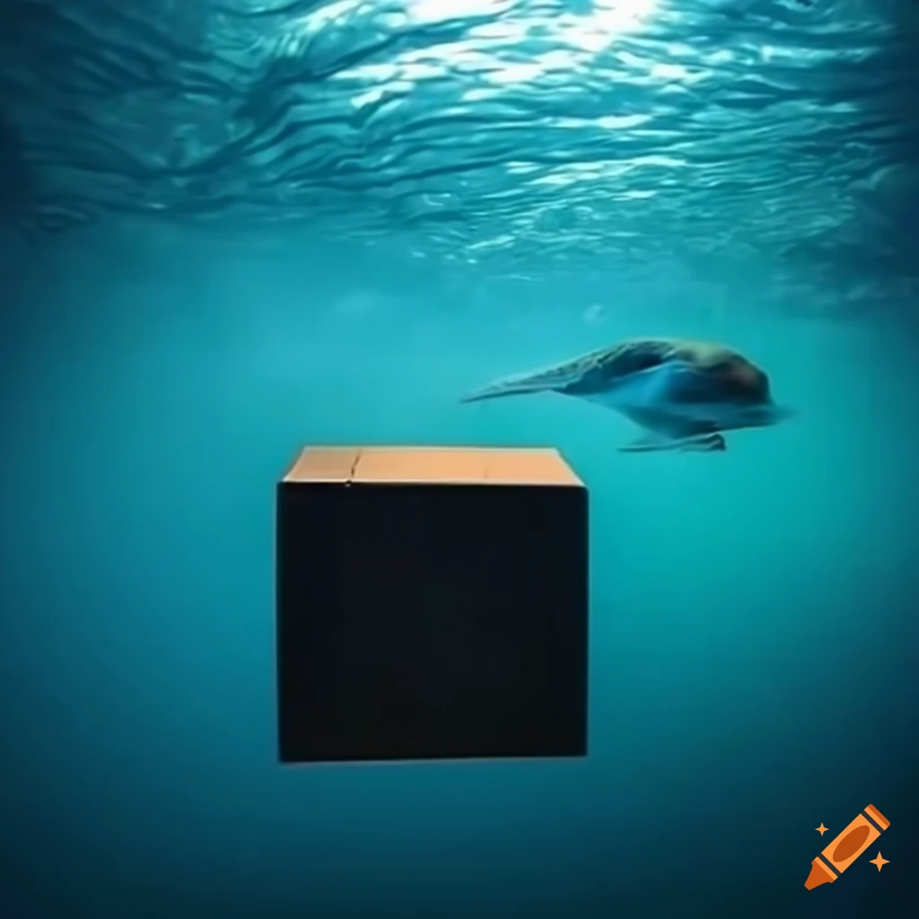 Levitating box inside an underwater box on Craiyon