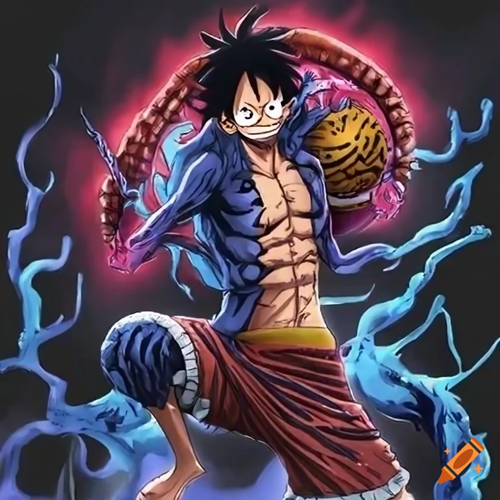 Fanart of luffy in a symbiote form on Craiyon