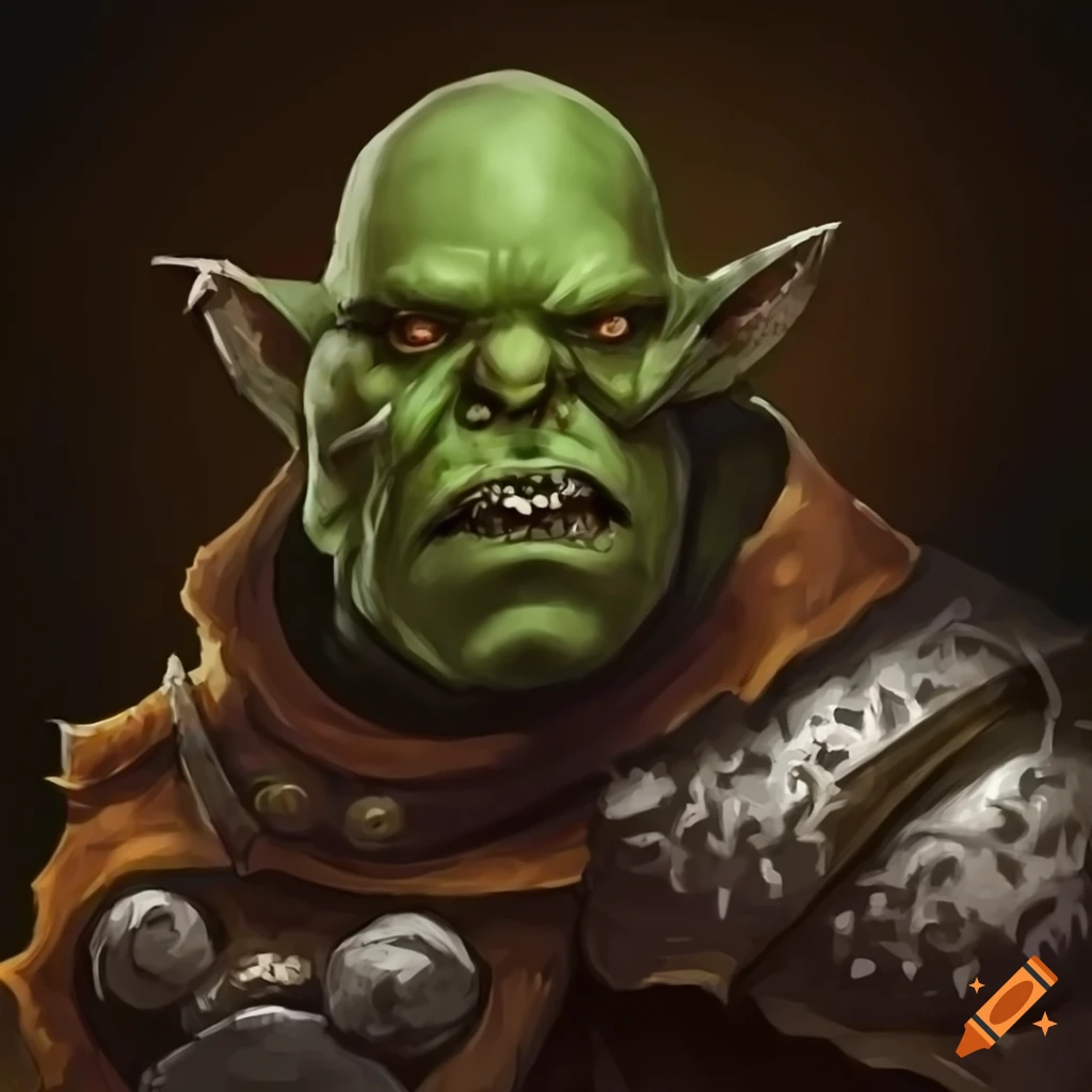 Image of a fierce half-orc warrior with a battle axe on Craiyon