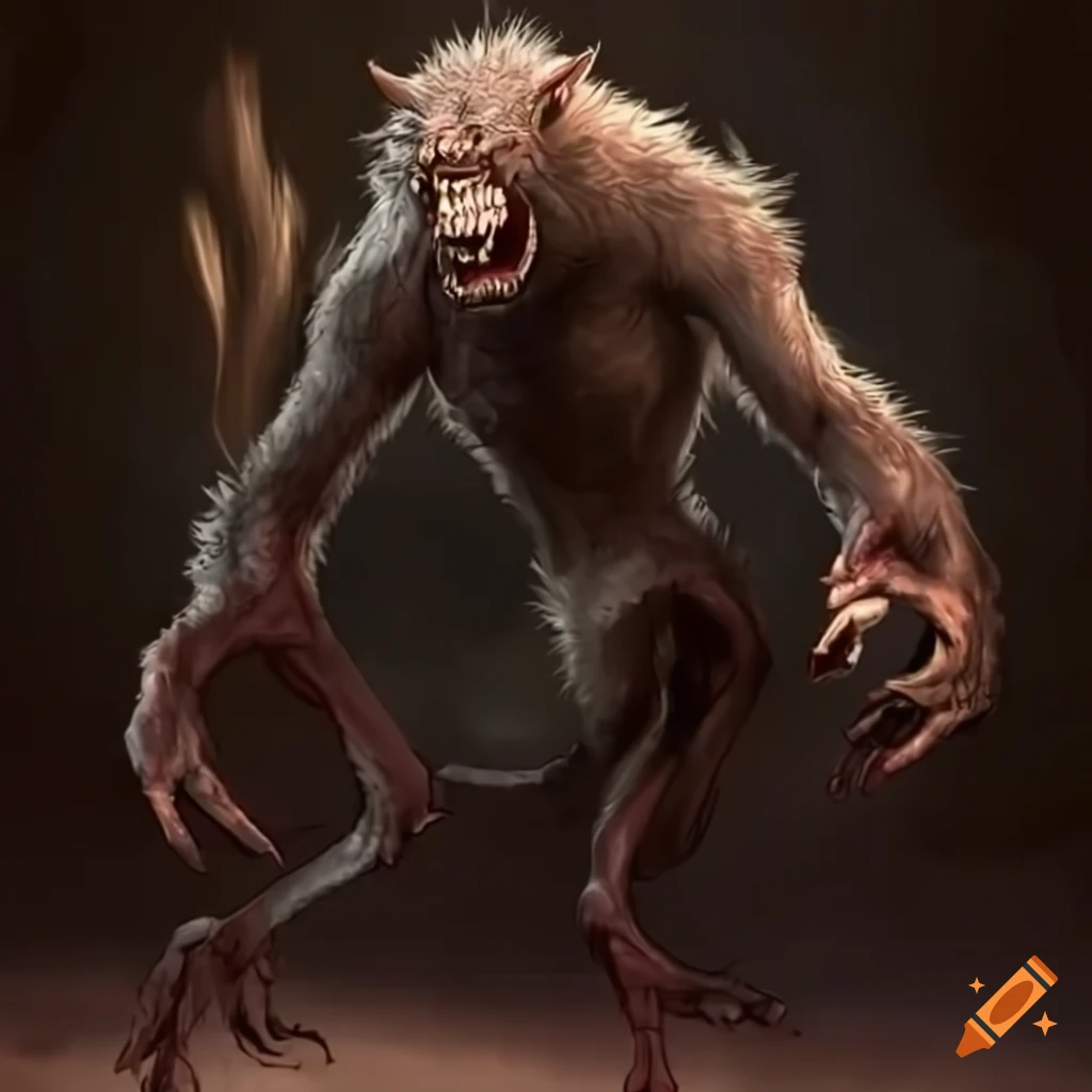 Image of a menacing werewolf with four arms on Craiyon