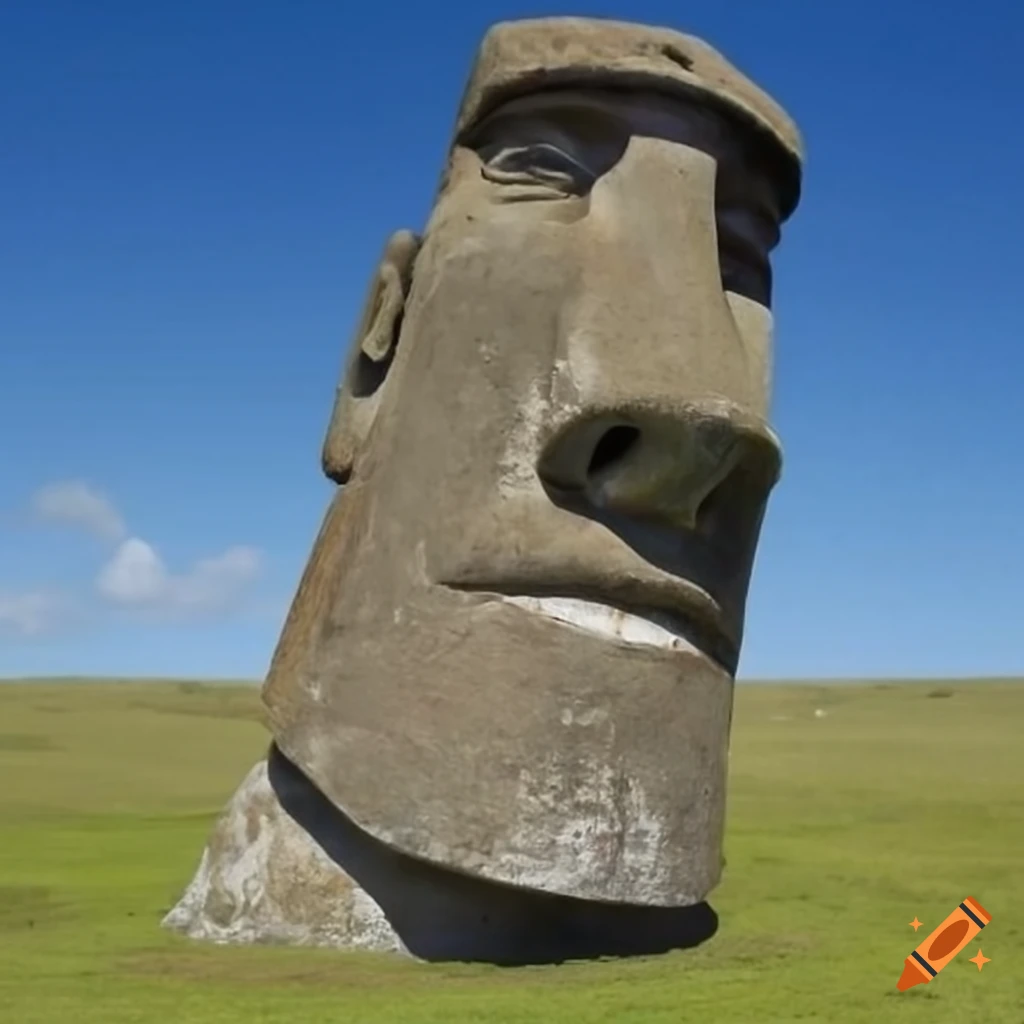 Moai statue with a long face and chin on Craiyon