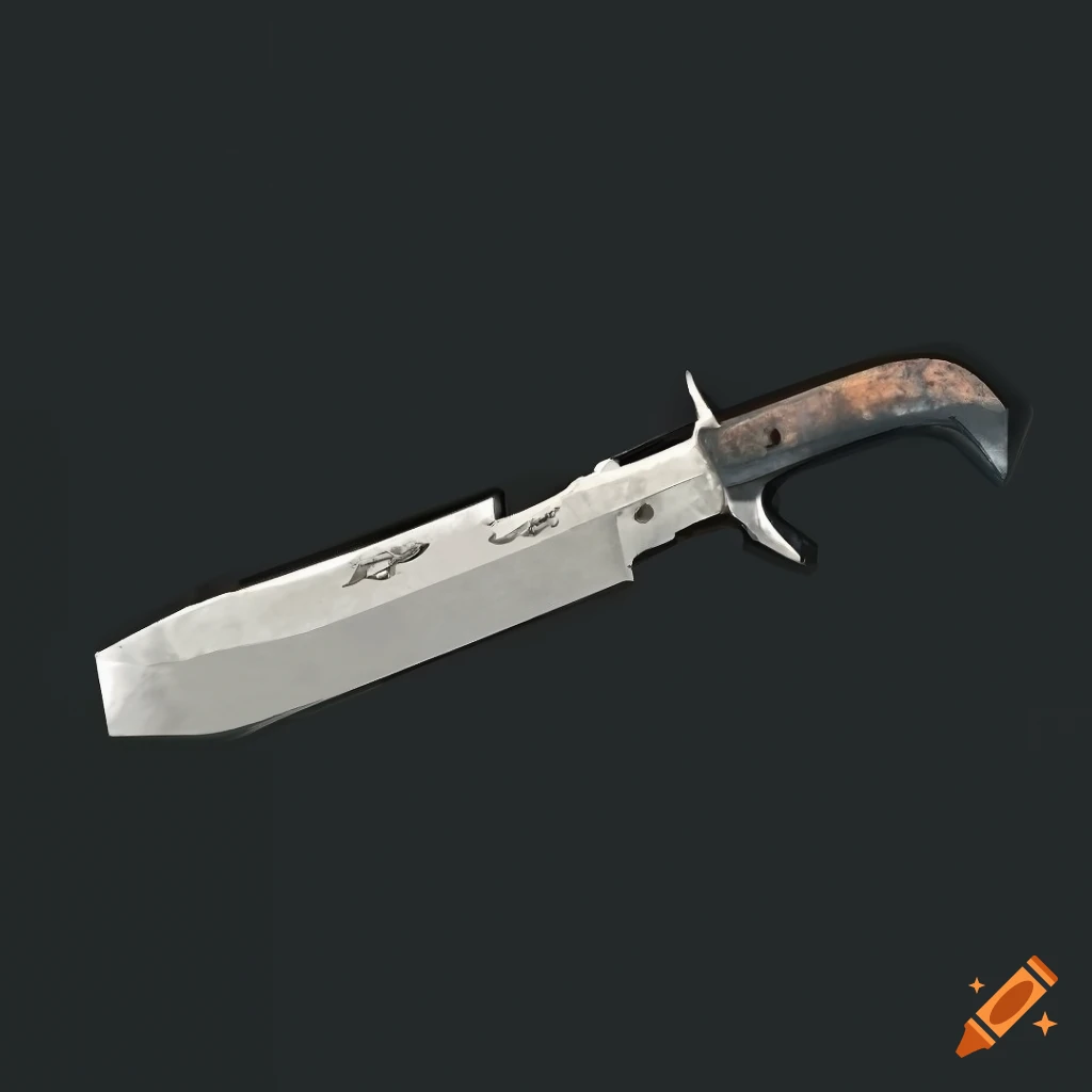 Detailed 2d depiction of a weathered knife in a video game style on Craiyon