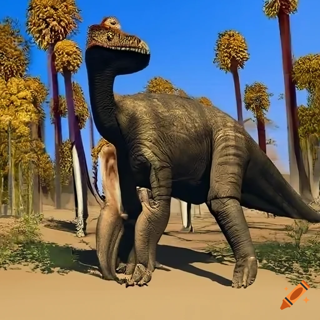 Scientific illustration of a hadrosaurus dinosaur on Craiyon