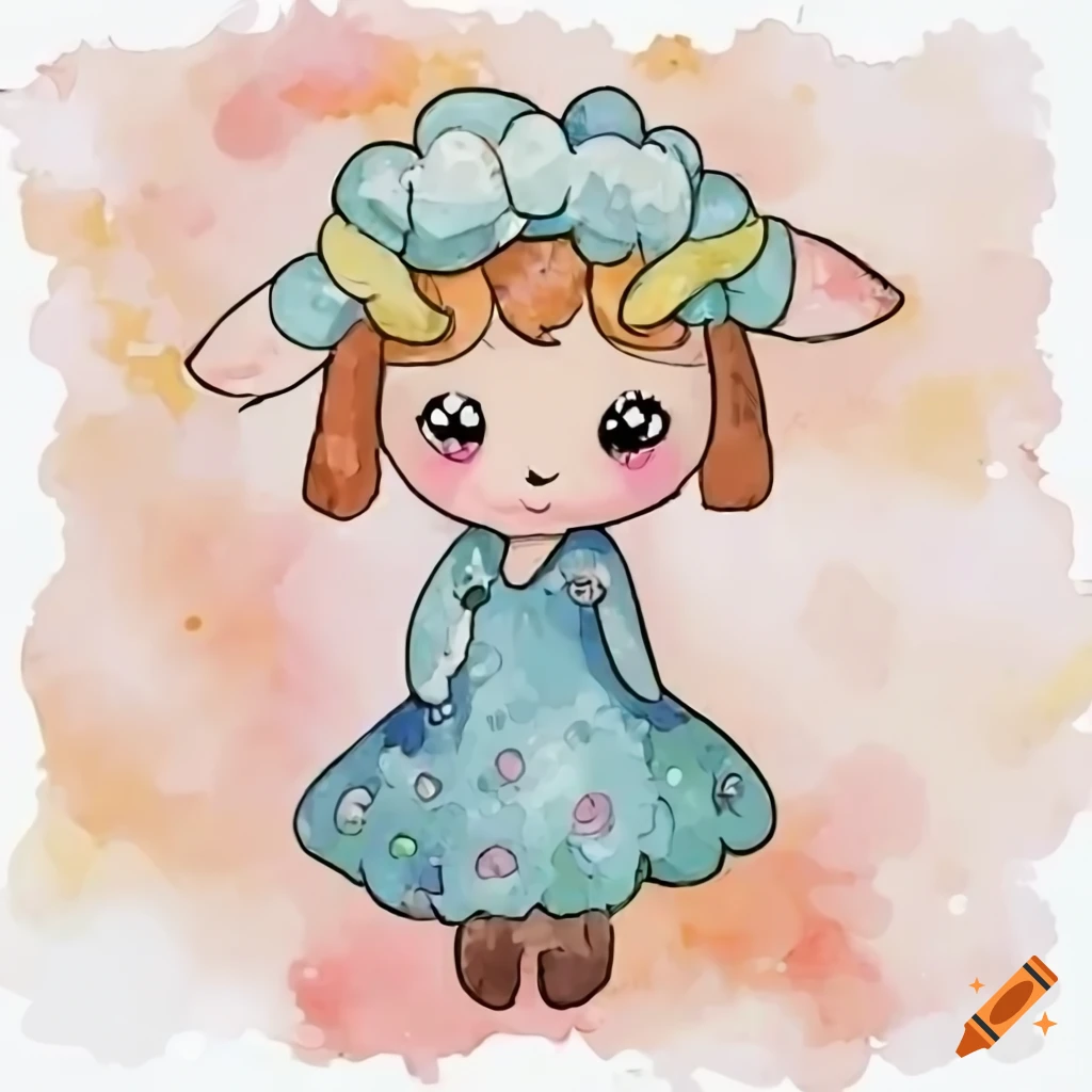 Cute anthropomorphic sheep girl illustration on Craiyon