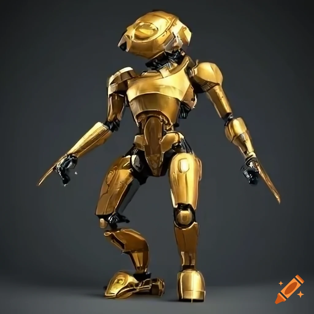 Gold samurai robot in a futuristic setting on Craiyon