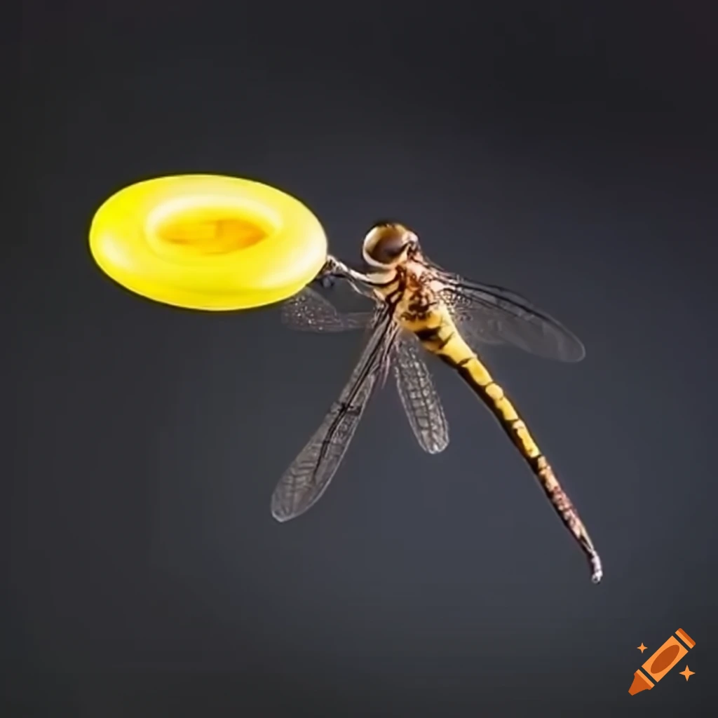 Dragonfly playing with frisbee on Craiyon