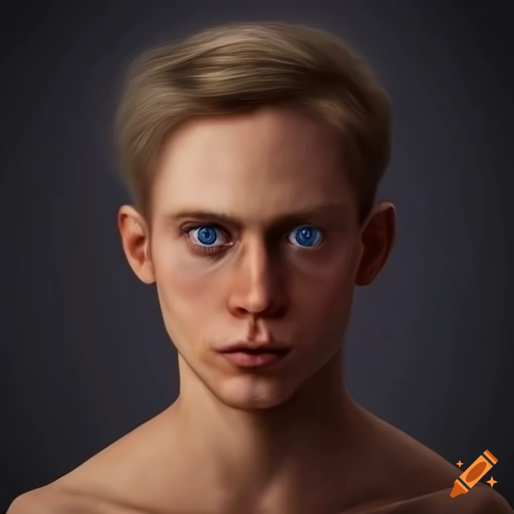 Hyper realistic portrait of a man with blue eyes on Craiyon