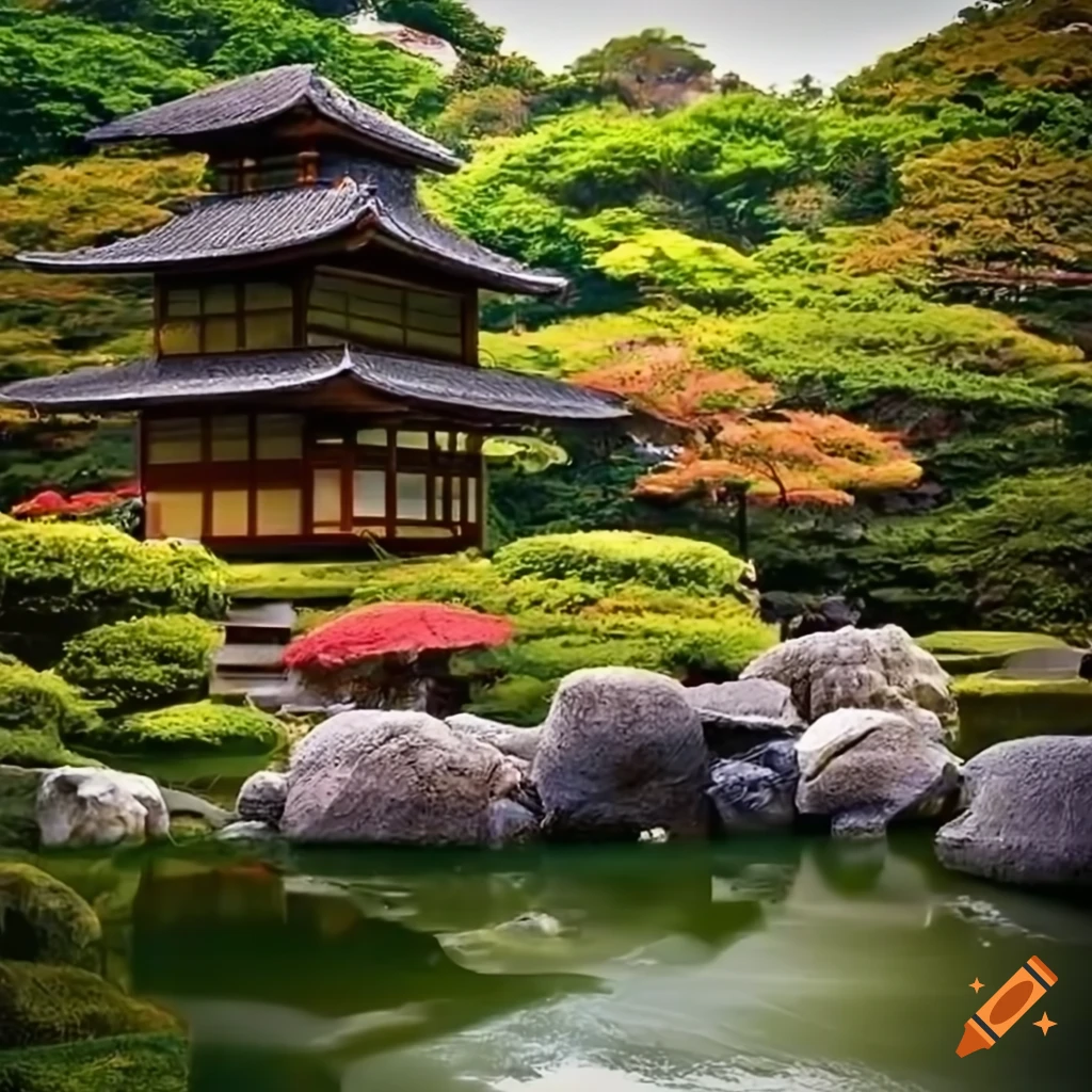 Hyper realistic photo of a japanese garden on Craiyon
