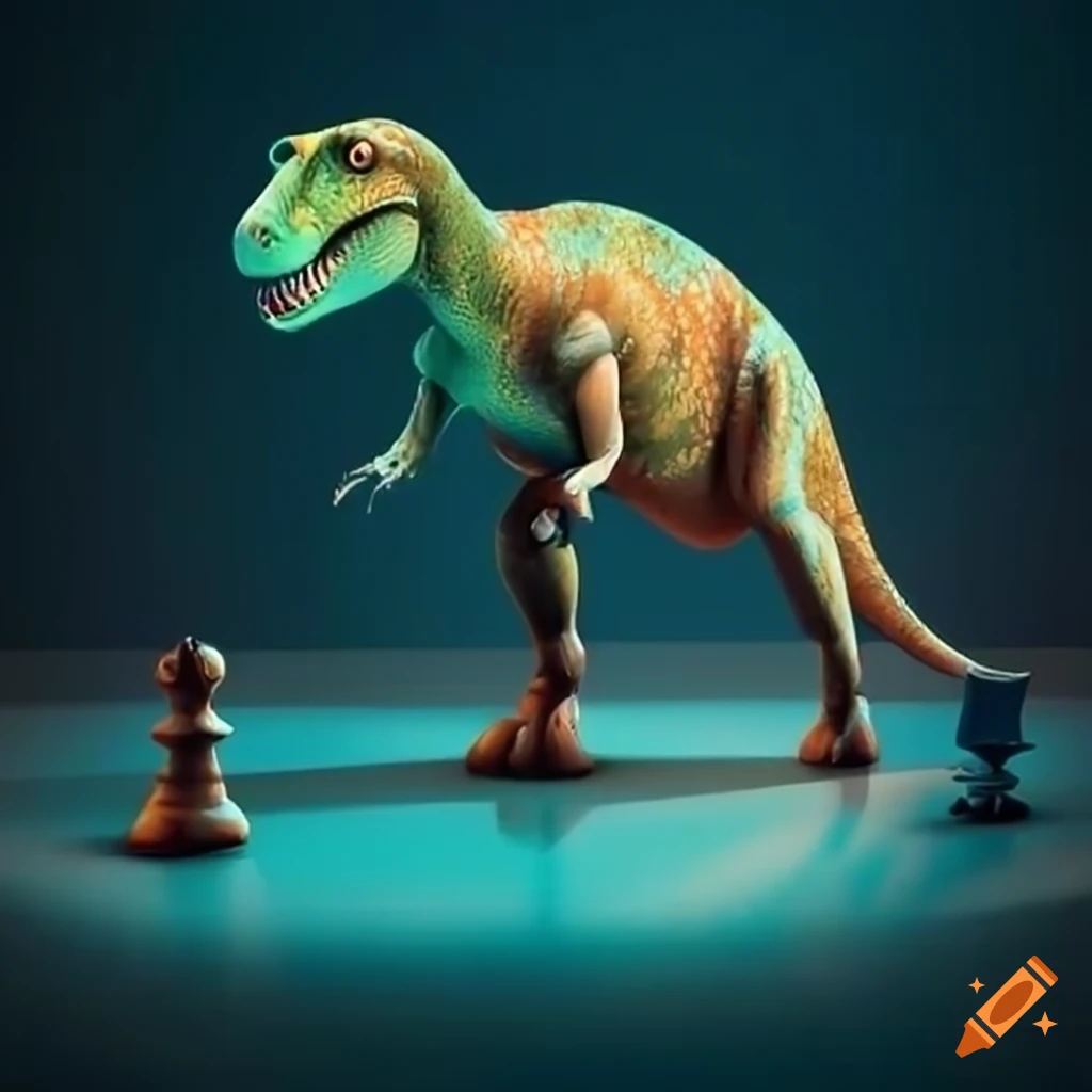 Dinosaur playing chess on Craiyon