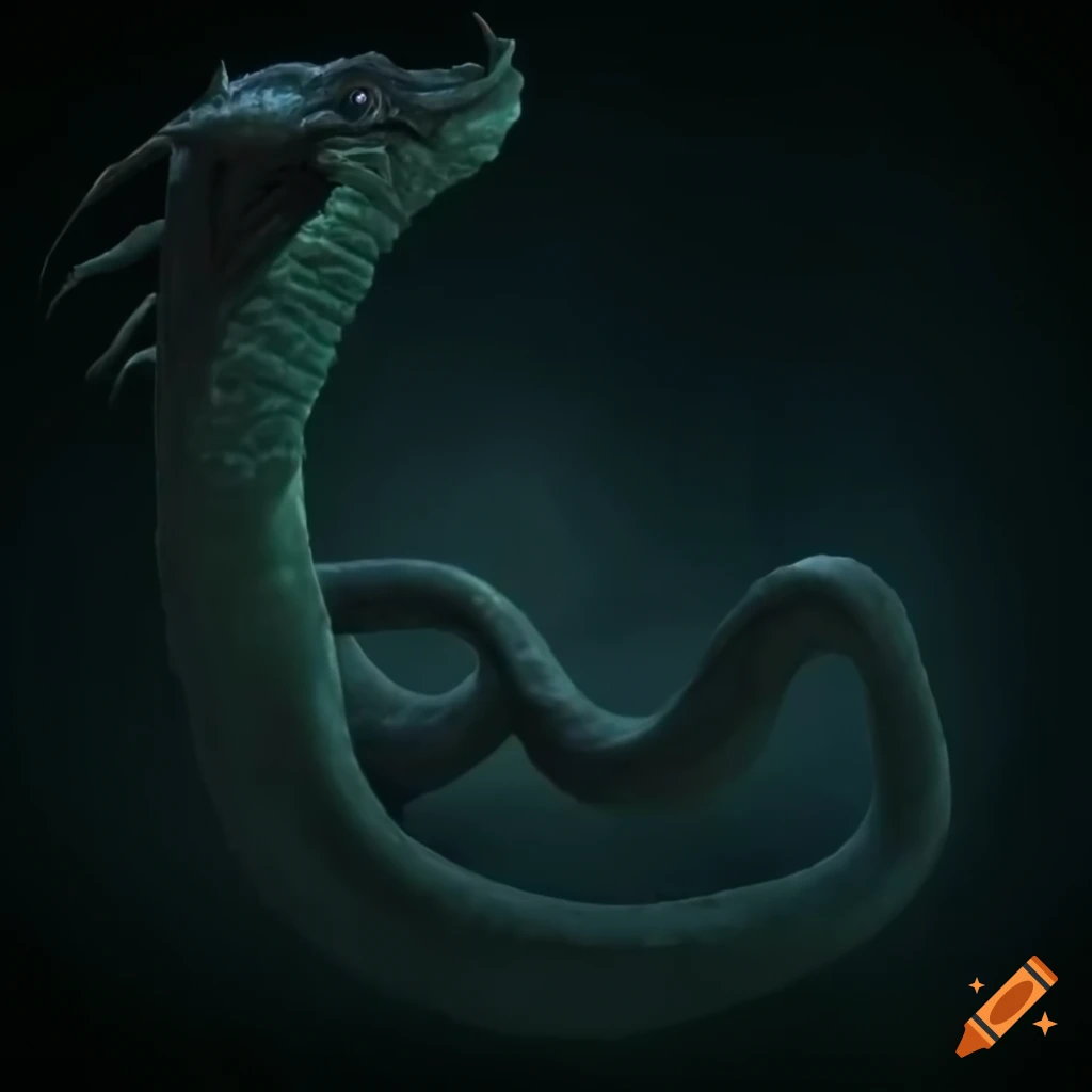 Detailed illustration of a monstrous serpent on Craiyon
