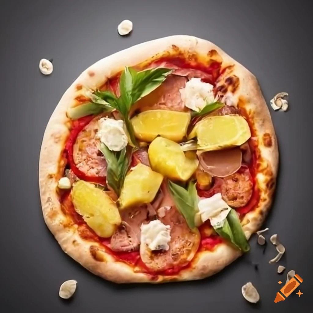 Delicious pizza topped with pineapple on Craiyon
