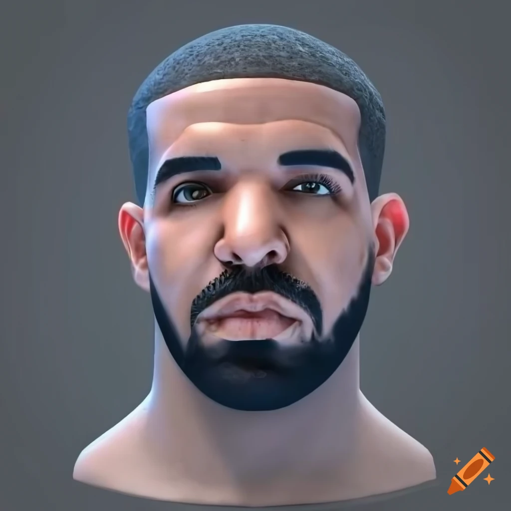 Realistic 3D render of Drake as a Greek head bust on Craiyon