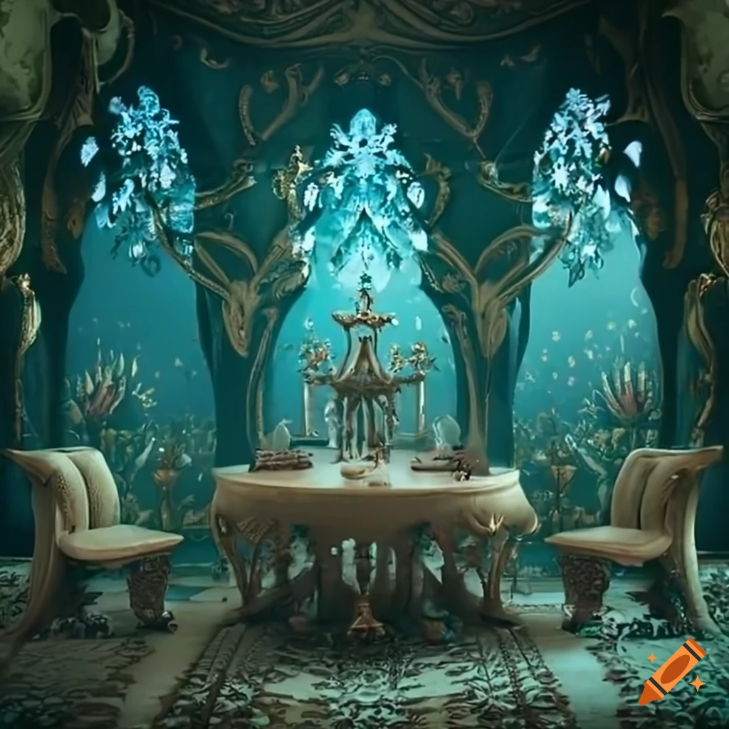 Interior design of a luxurious elven castle powder room on Craiyon