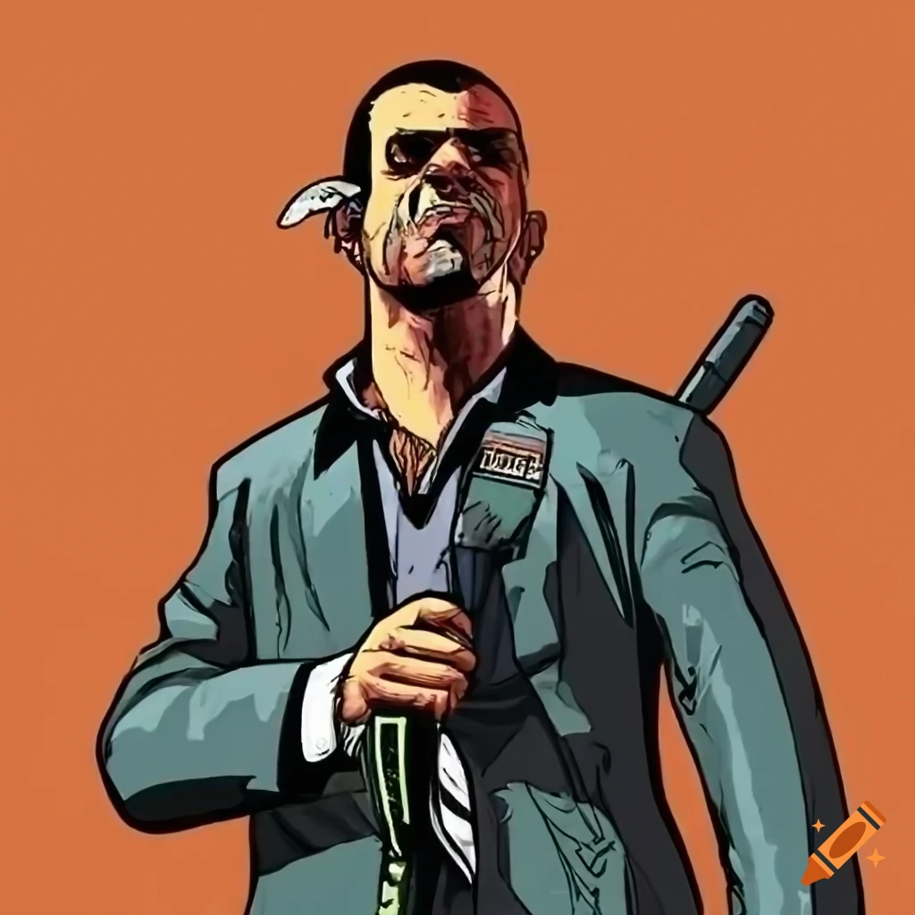 Cartoon parody of grand theft auto on Craiyon