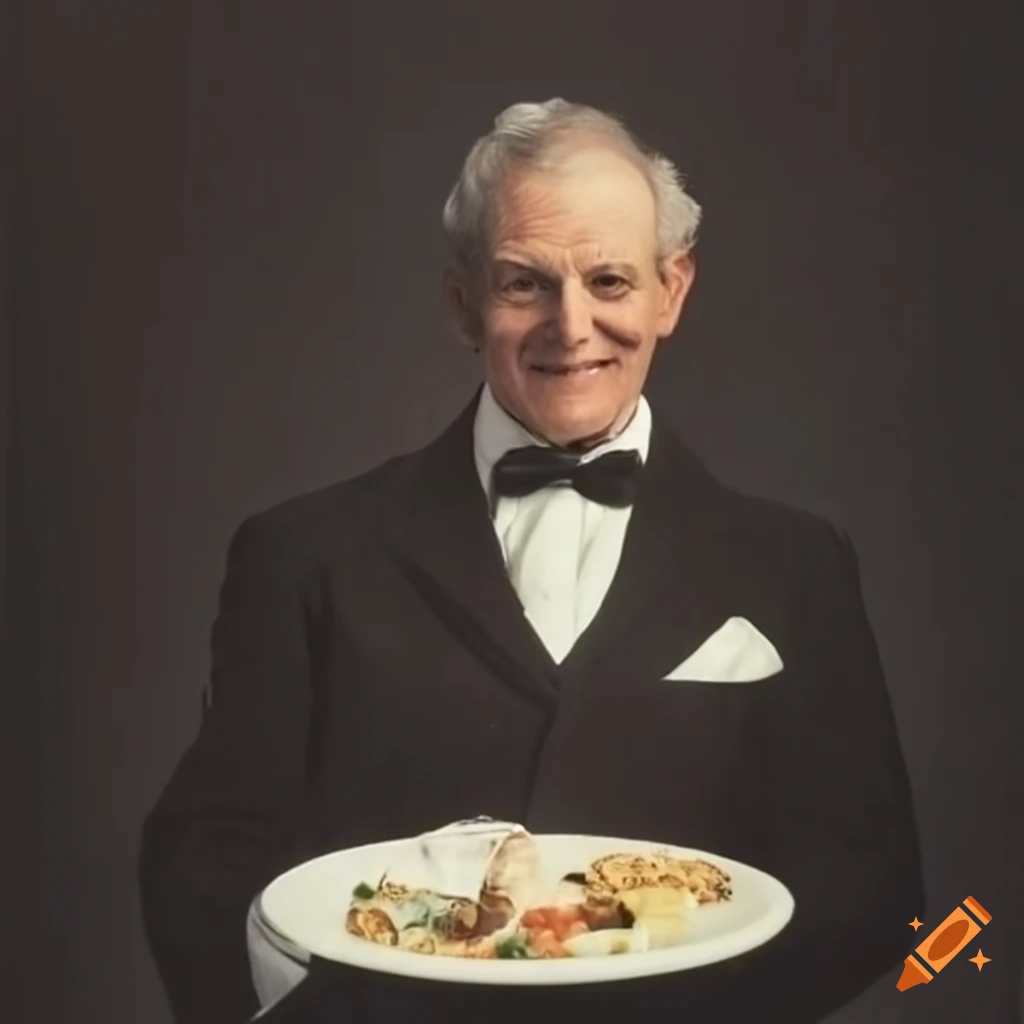1980s vintage portrait of a serving butler on Craiyon