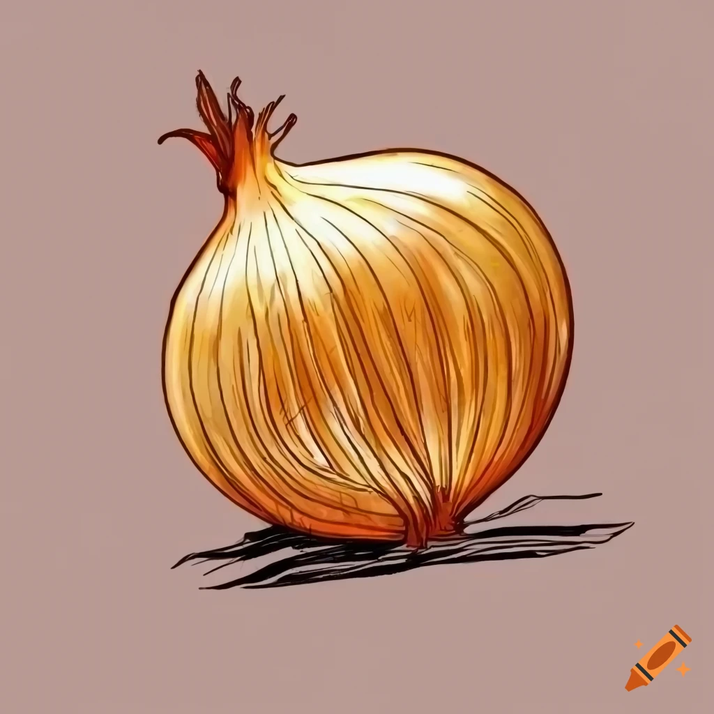 Lineart drawing of a yellow onion on Craiyon