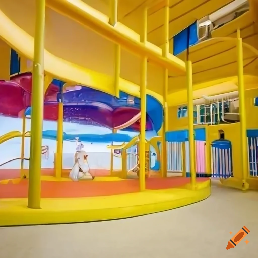 Empty indoor playground with slides on Craiyon