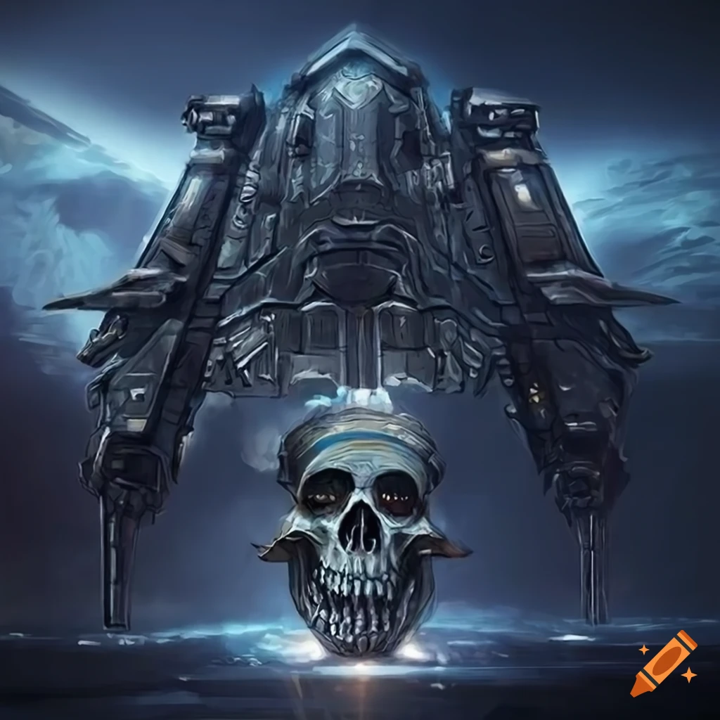 Concept art of a futuristic biomechanical spaceship on Craiyon