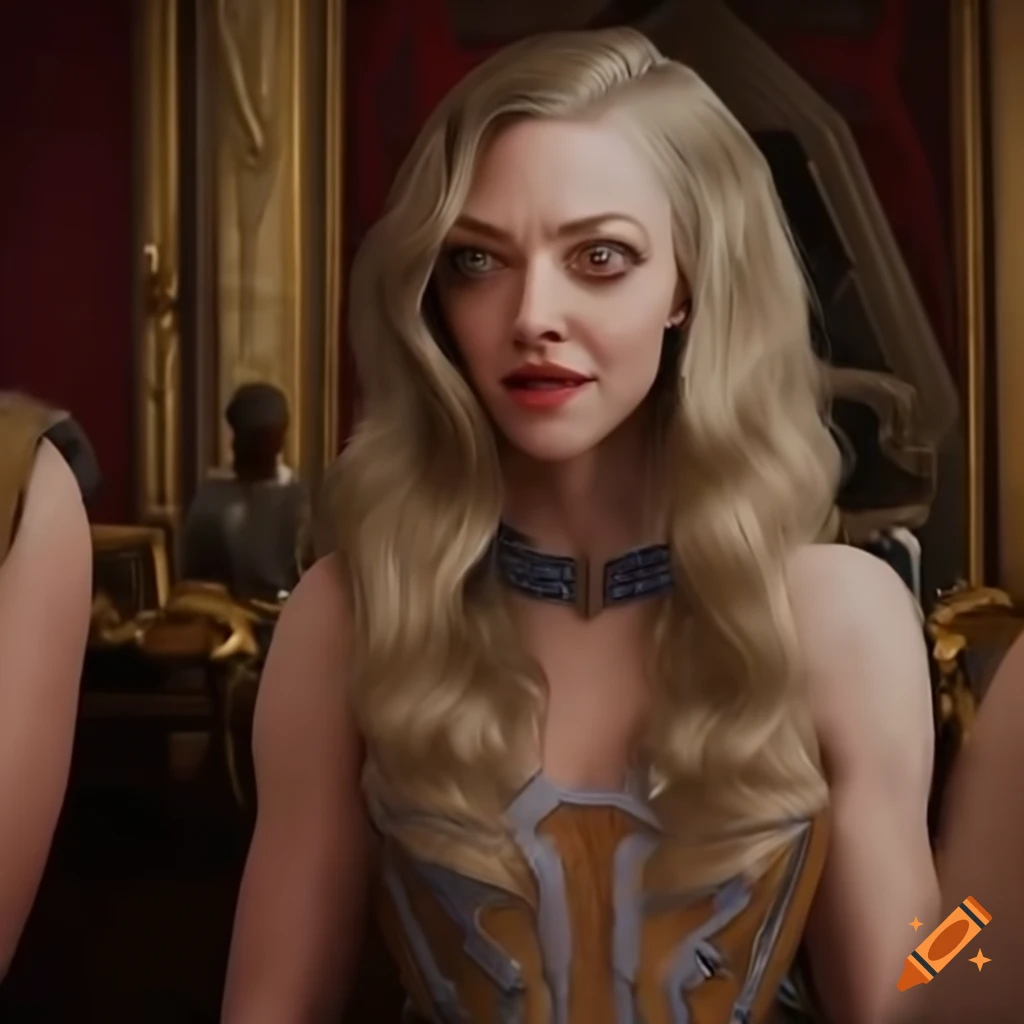Image of sci-fi queen amanda seyfried in royal setting on Craiyon