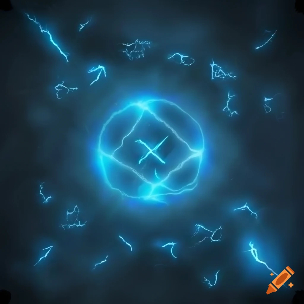 Blue glowing spell rune on stone texture on Craiyon