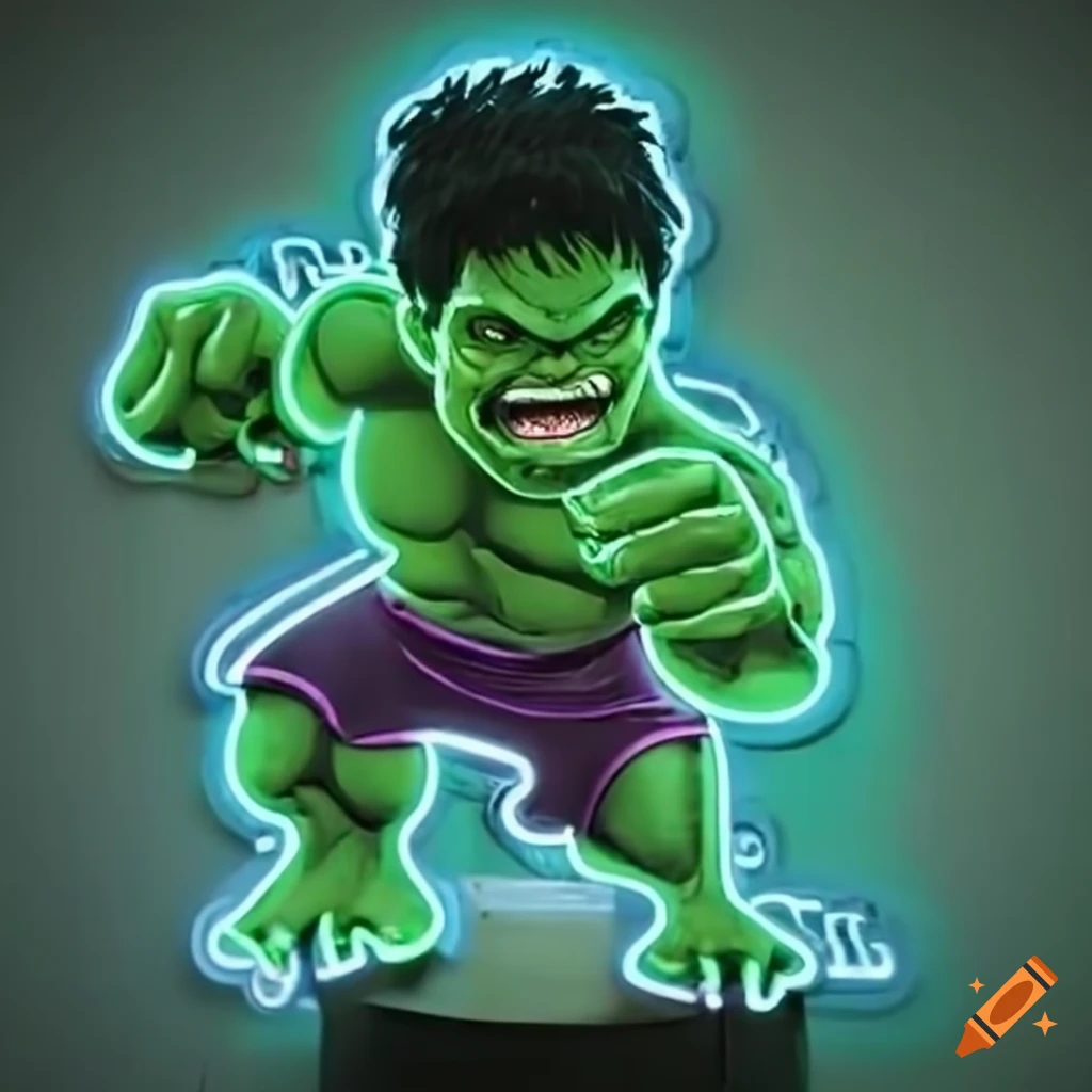 Neon sign for hulk auditions on Craiyon