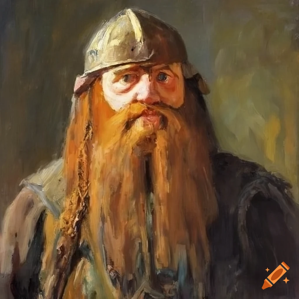 Oil painting of Gimli from the Lord of the Rings on Craiyon