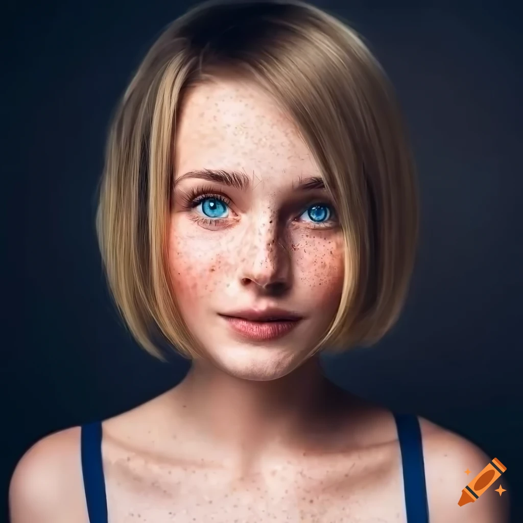 Portrait of a beautiful blonde woman with delicate features and ...