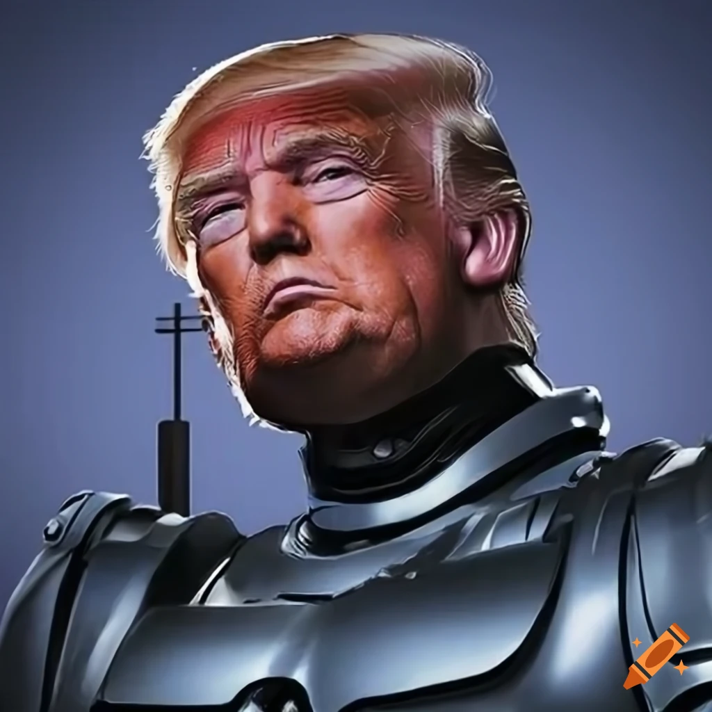 Photo realistic image combining Robocop and Donald Trump on Craiyon