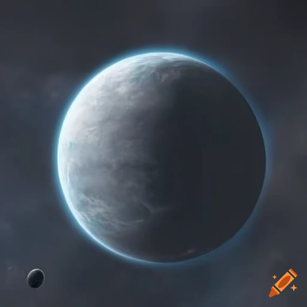 Grey planet in space on Craiyon